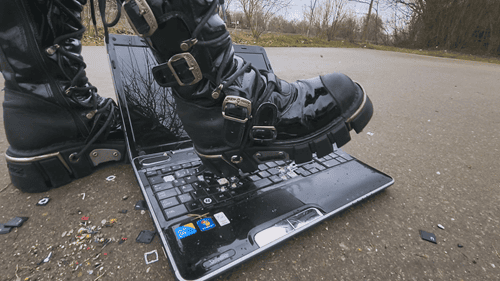 Carina - Laptop Crush in New Rock Boots: GirlsLoveCrushing.com