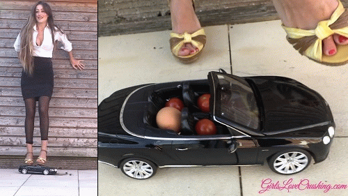 Jenn 3 - Food Crush on Model Car (Wide Angle): GirlsLoveCrushing.com