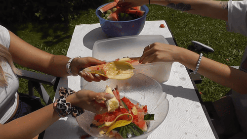 Mia & Doro - Messy Fruit Salad: GirlsLoveCrushing.com
